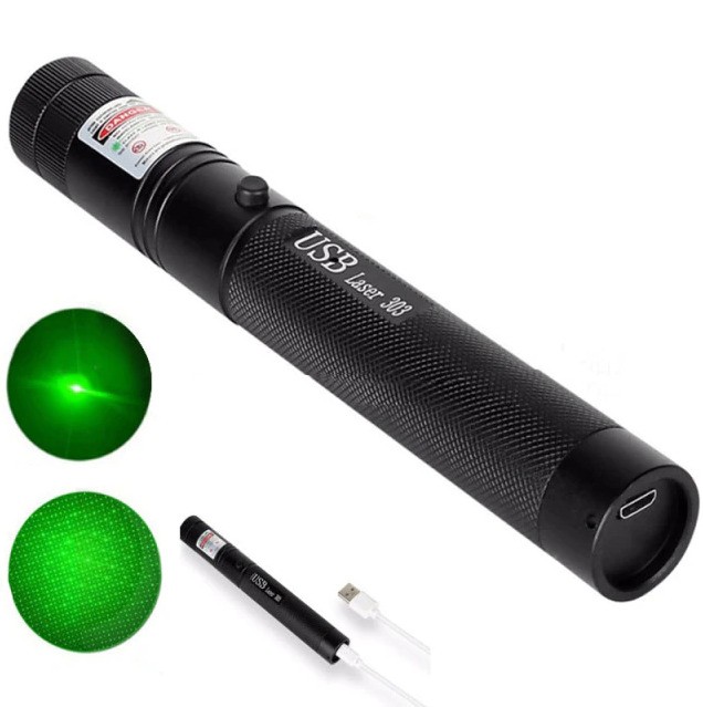 Caneta Laser Pointer Verde Ultra Forte Alcance 50km Usb Com Star Caps ...
